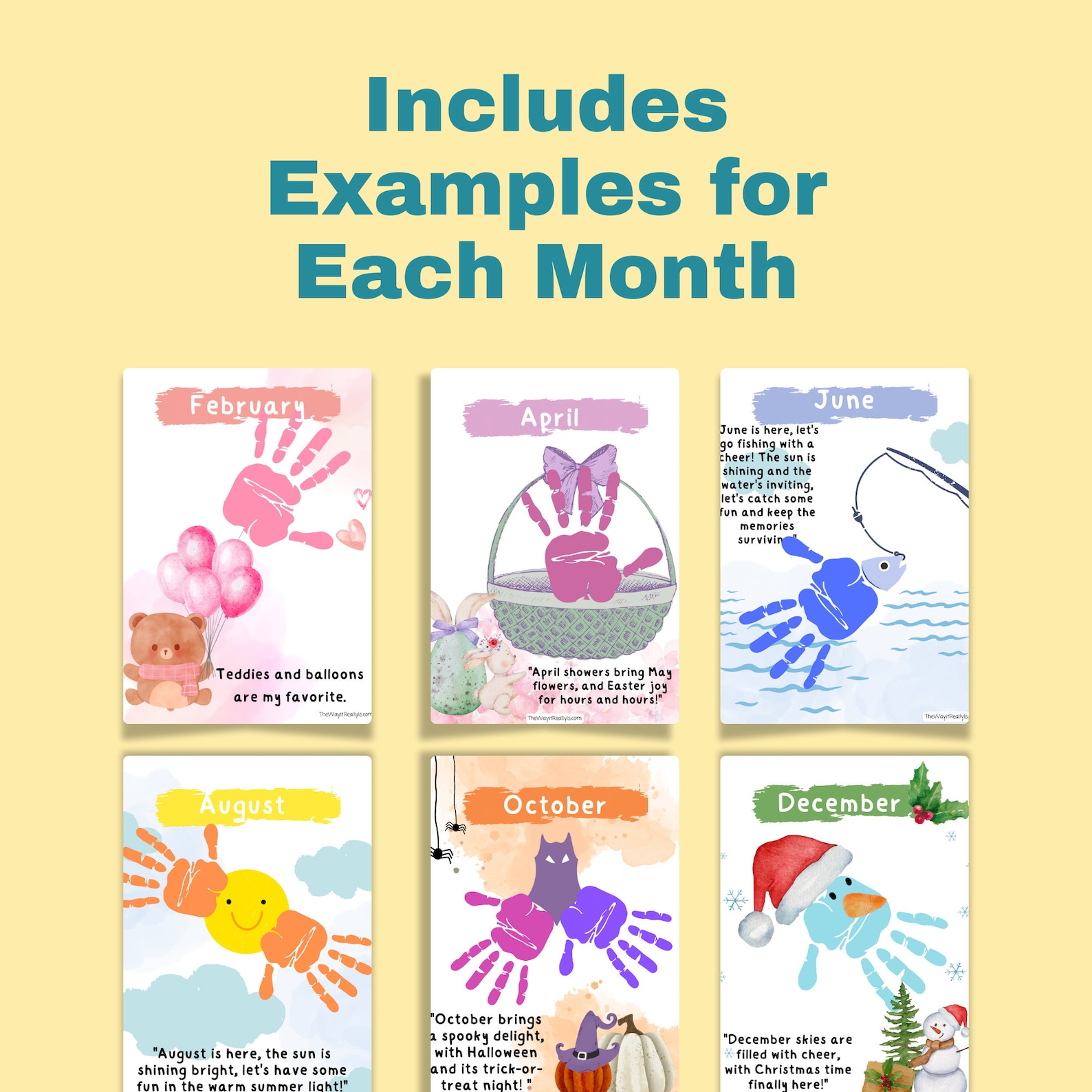 Kids Monthly Handprint Memory Book, Keepsake Journal, Handprint Art ...