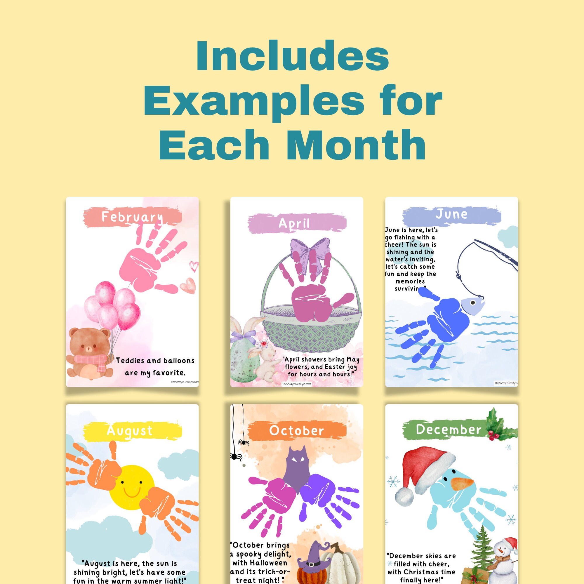 Kids Monthly Handprint Memory Book, Keepsake Journal, Handprint Art ...