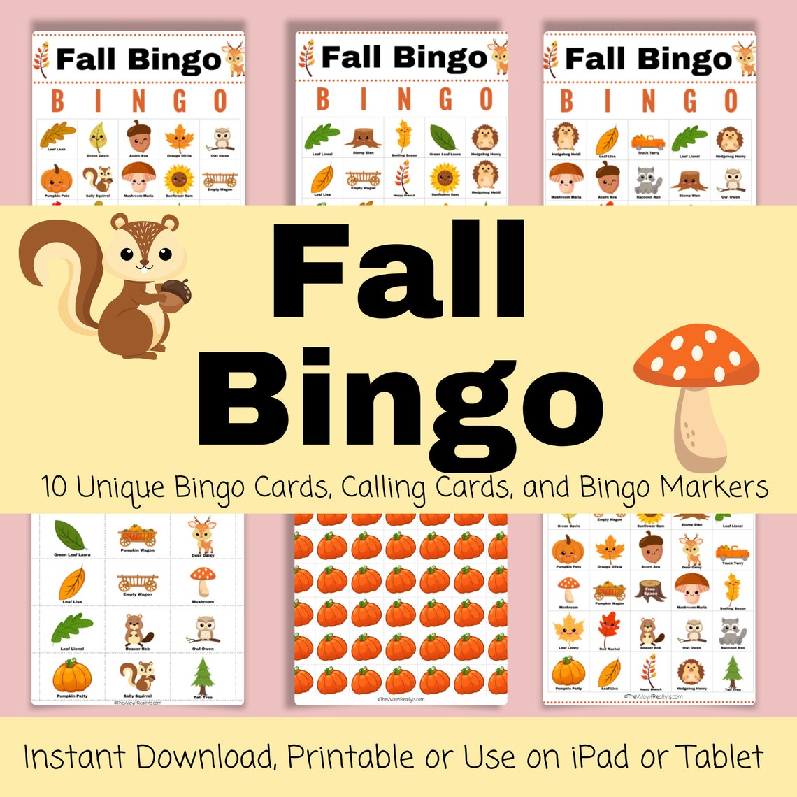 Fall Bingo Game, Fall Kids Activity, Fall Printable, Fall Camp, Bingo ...