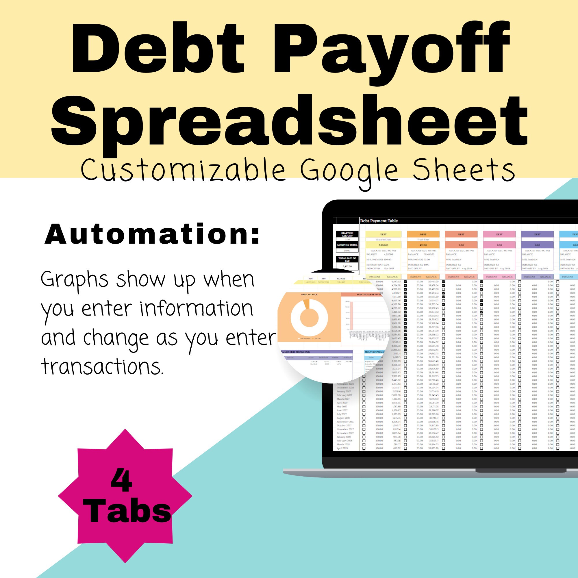 Debt Payoff Spreadsheet, Debt Payoff Tracker, Debt Payoff Google Sheet ...
