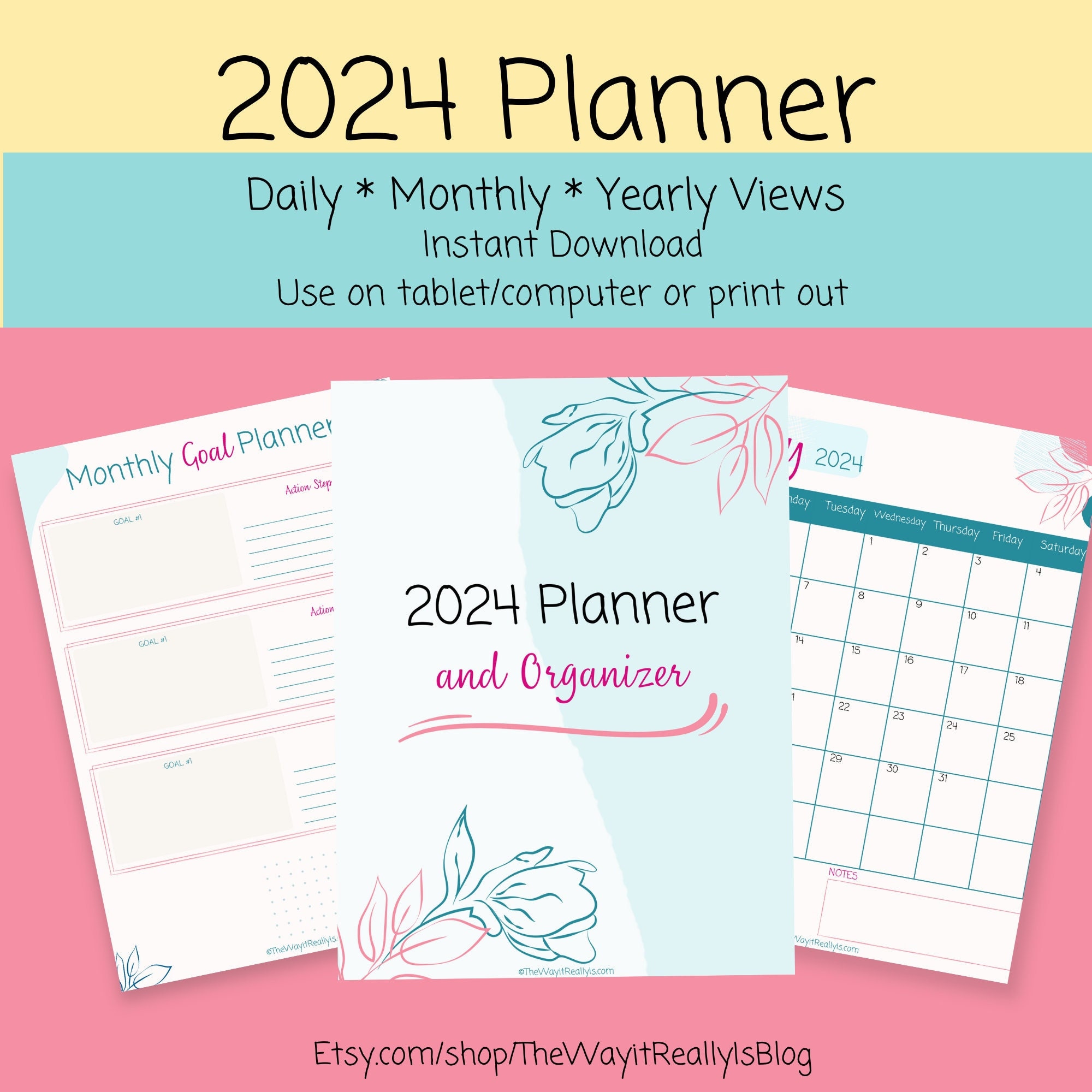 2024 Planner and Organizer, 2024 Calendar, 2024 Digital Planner ...