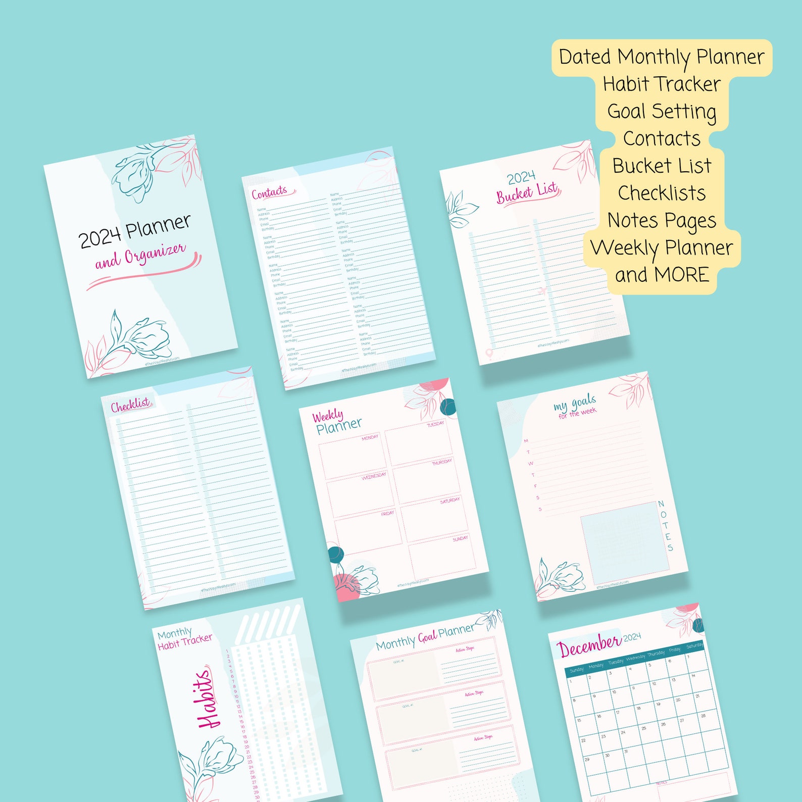 2024 Planner and Organizer, 2024 Calendar, 2024 Digital Planner ...