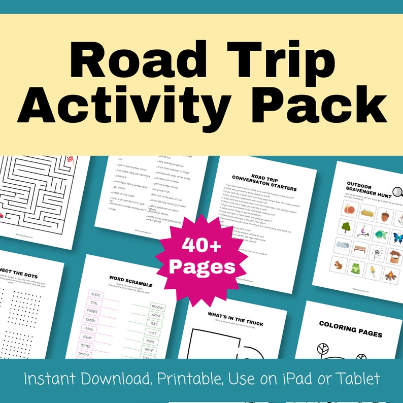 Road Trip Activity Pack, Road Trip, Activity Book, Kids Coloring Pages ...