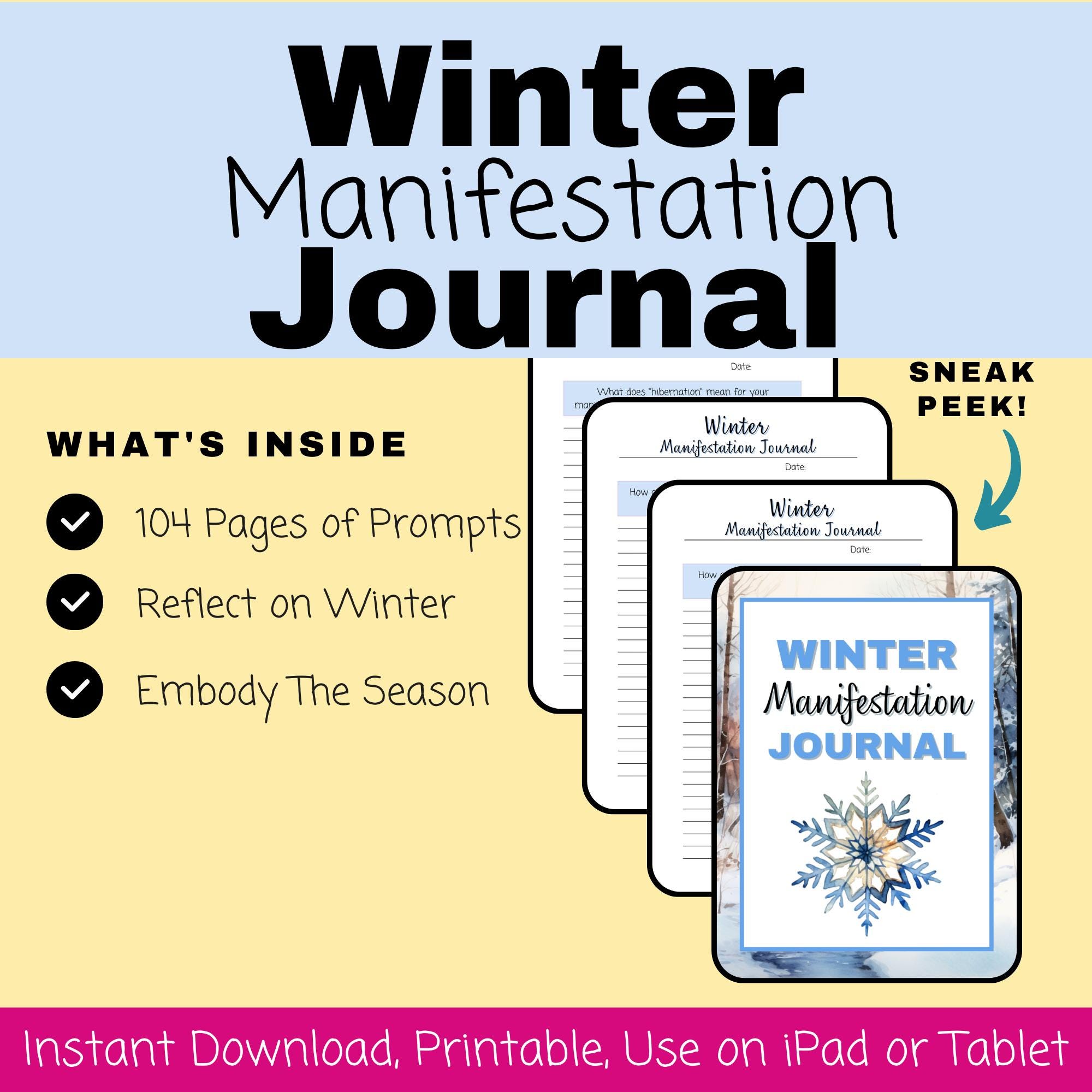 Winter Journal, Winter Guided Journal, 100+ Pages, Winter Manifestation ...