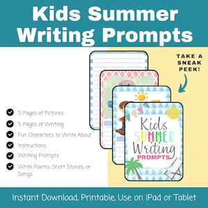 Kids Summer Guided Journal, Photo Journal Prompts, Kids Summer Journal ...