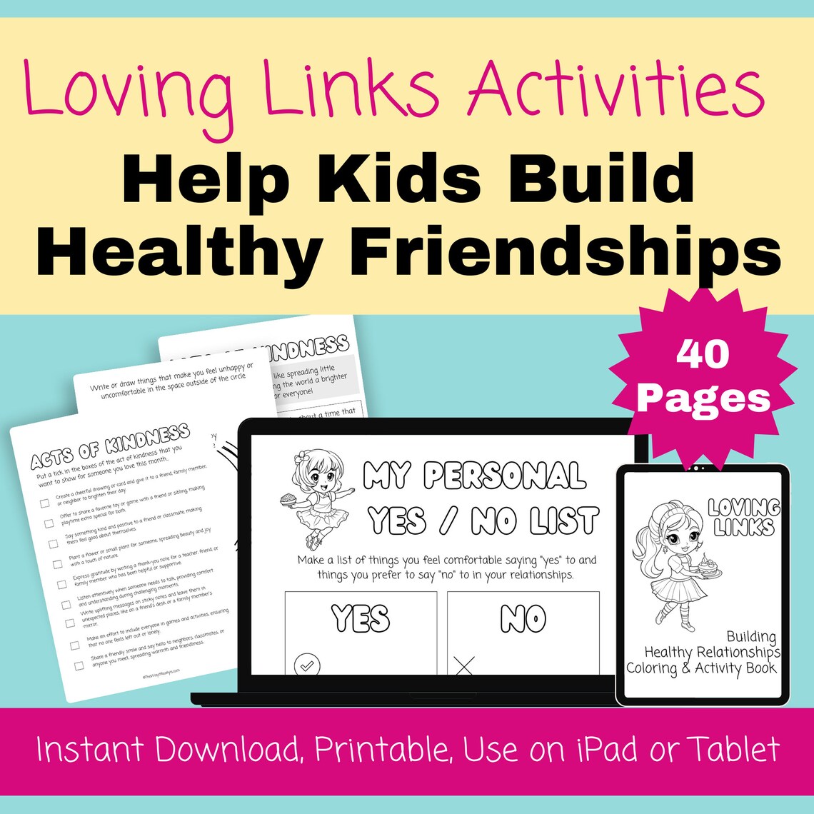 Social Skills: Building Healthy Relationships for Kids Coloring and ...