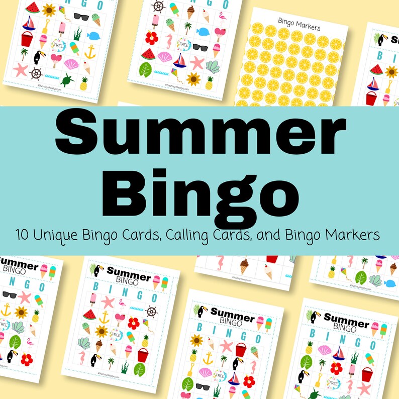 Summer Bingo Game, Summer Kids Activity, Summer Printable, Bingo Game ...