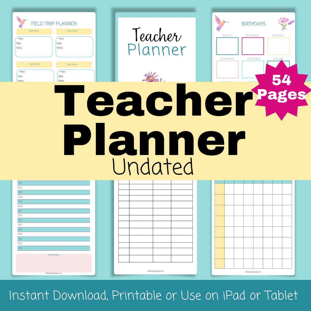 Undated Teacher Planner, Teacher Planner, Digital Teacher Planner ...