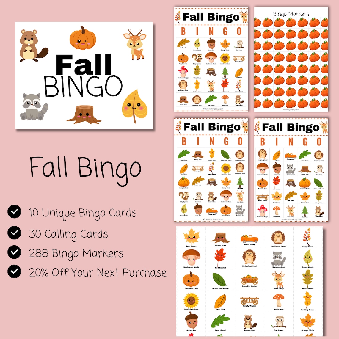 Fall Bingo Game, Fall Kids Activity, Fall Printable, Fall Camp, Bingo ...