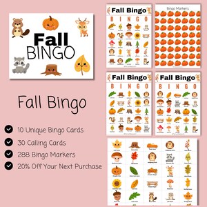 Fall Bingo Game, Fall Kids Activity, Fall Printable, Fall Camp, Bingo ...