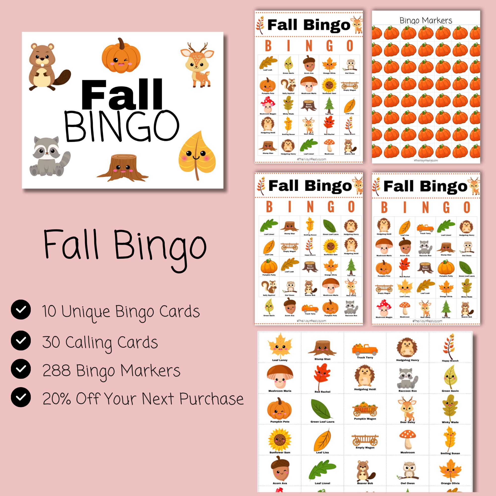 Fall Bingo Game, Fall Kids Activity, Fall Printable, Fall Camp, Bingo ...