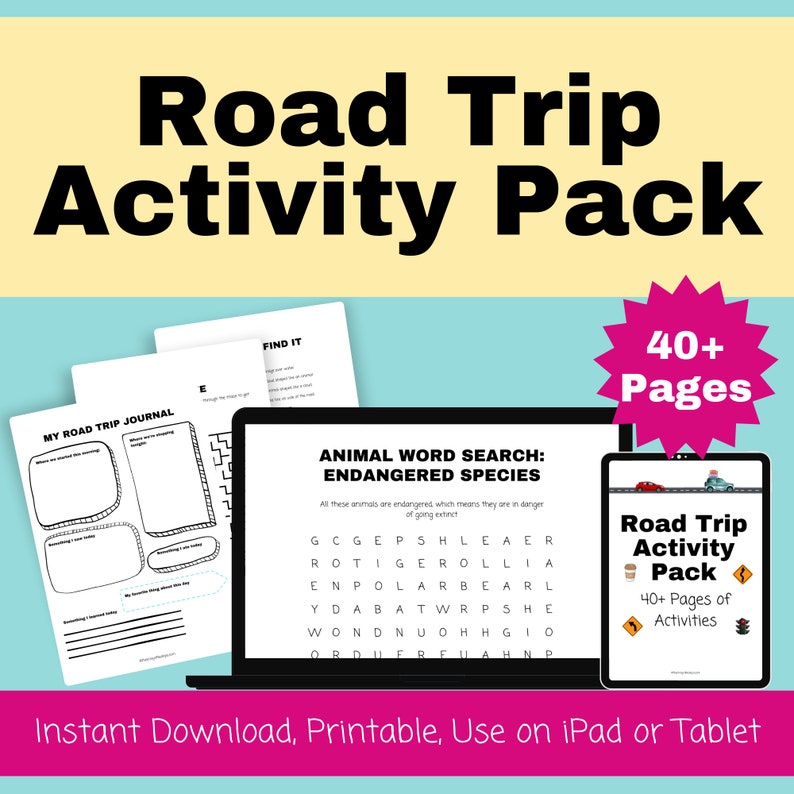 Road Trip Activity Pack, Road Trip, Activity Book, Kids Coloring Pages ...