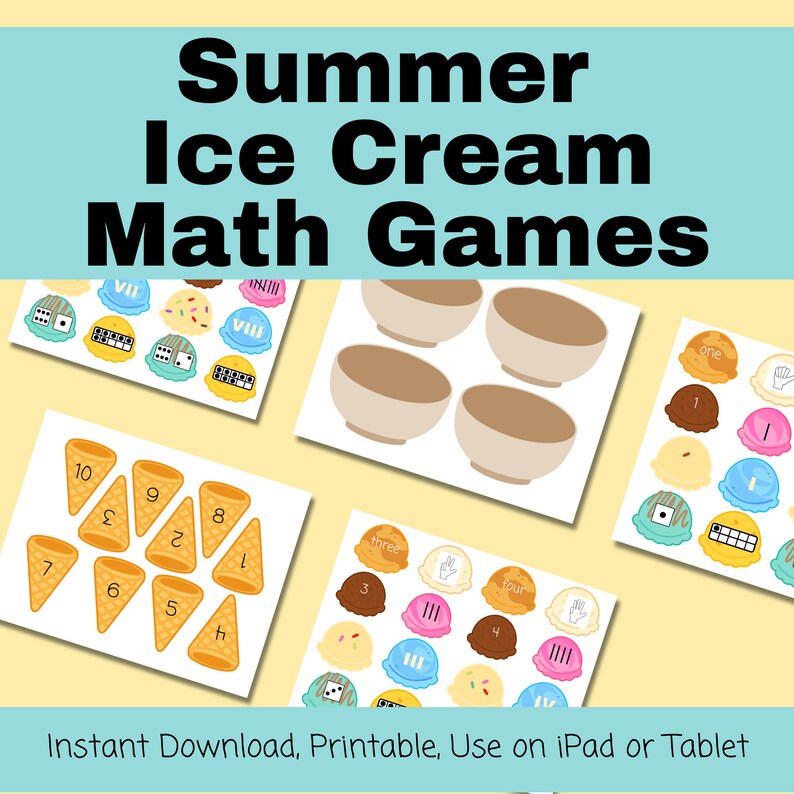 Summer Math Game, Ice Cream Math Game, Summer Math Practice, Summer ...
