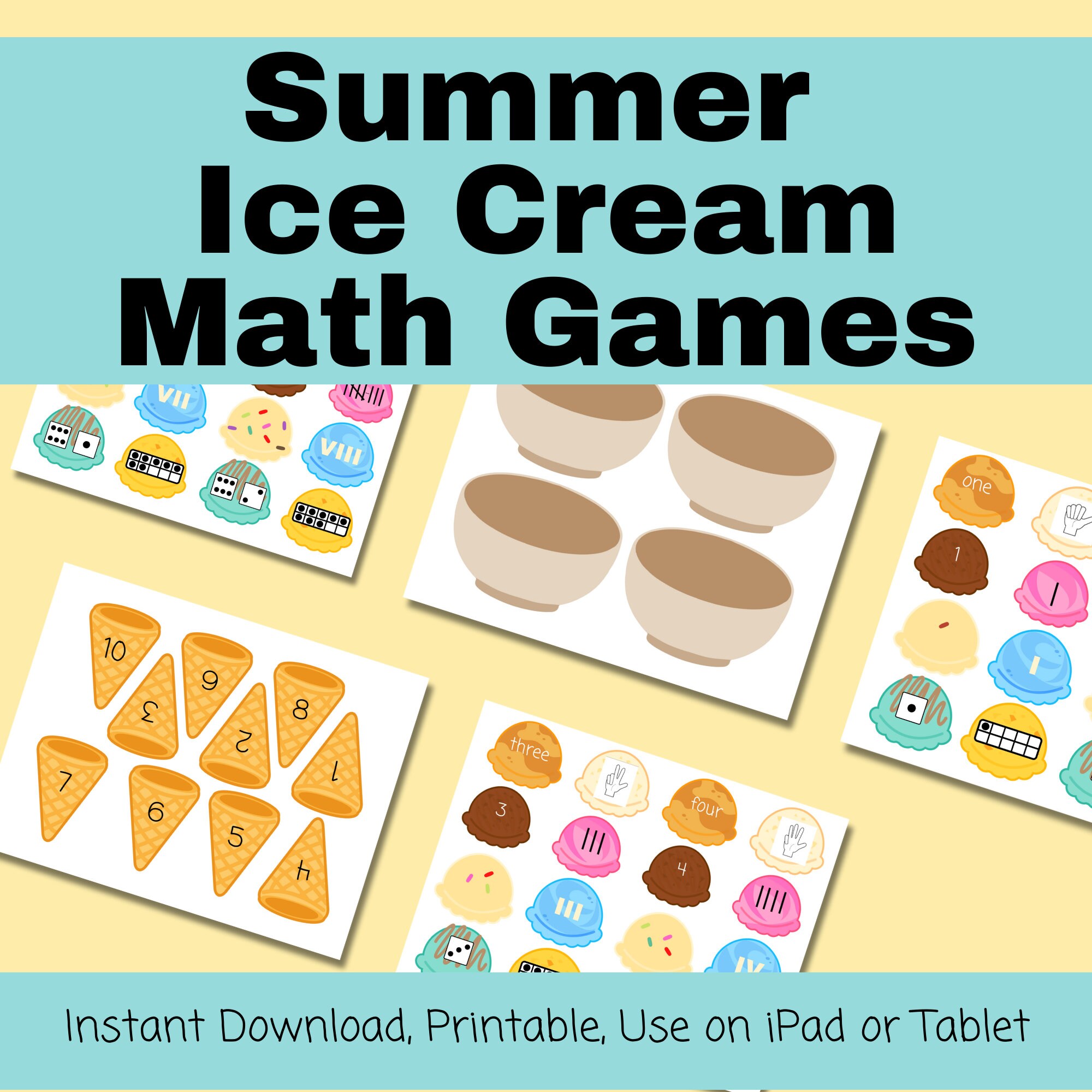 Summer Math Game, Ice Cream Math Game, Summer Math Practice, Summer ...