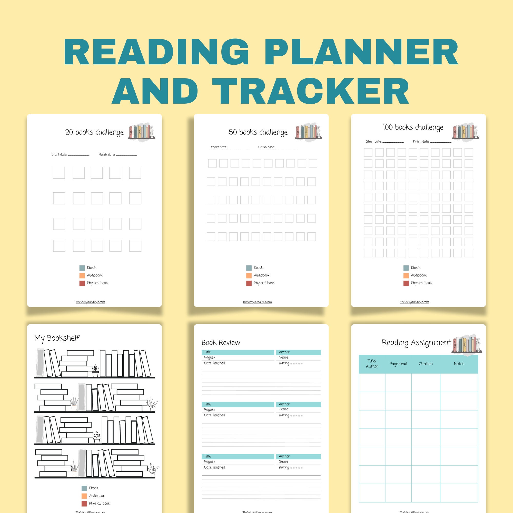 Reading Planner and Tracker, Digital and Printable, Keep Track of ...