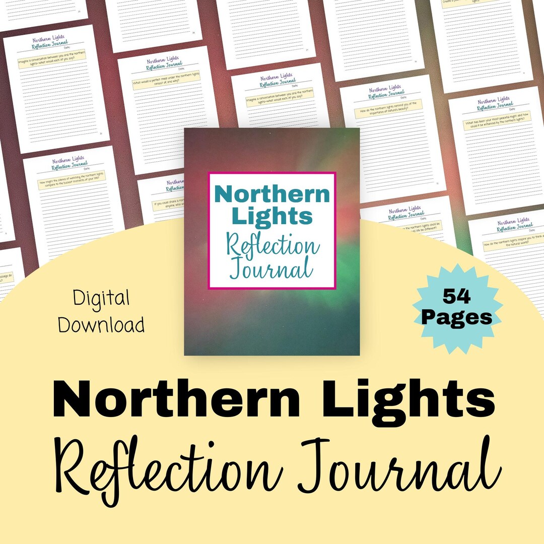 Northern Lights Reflection Journal, Digital Reflection Journal, Printable Reflection Journal ...