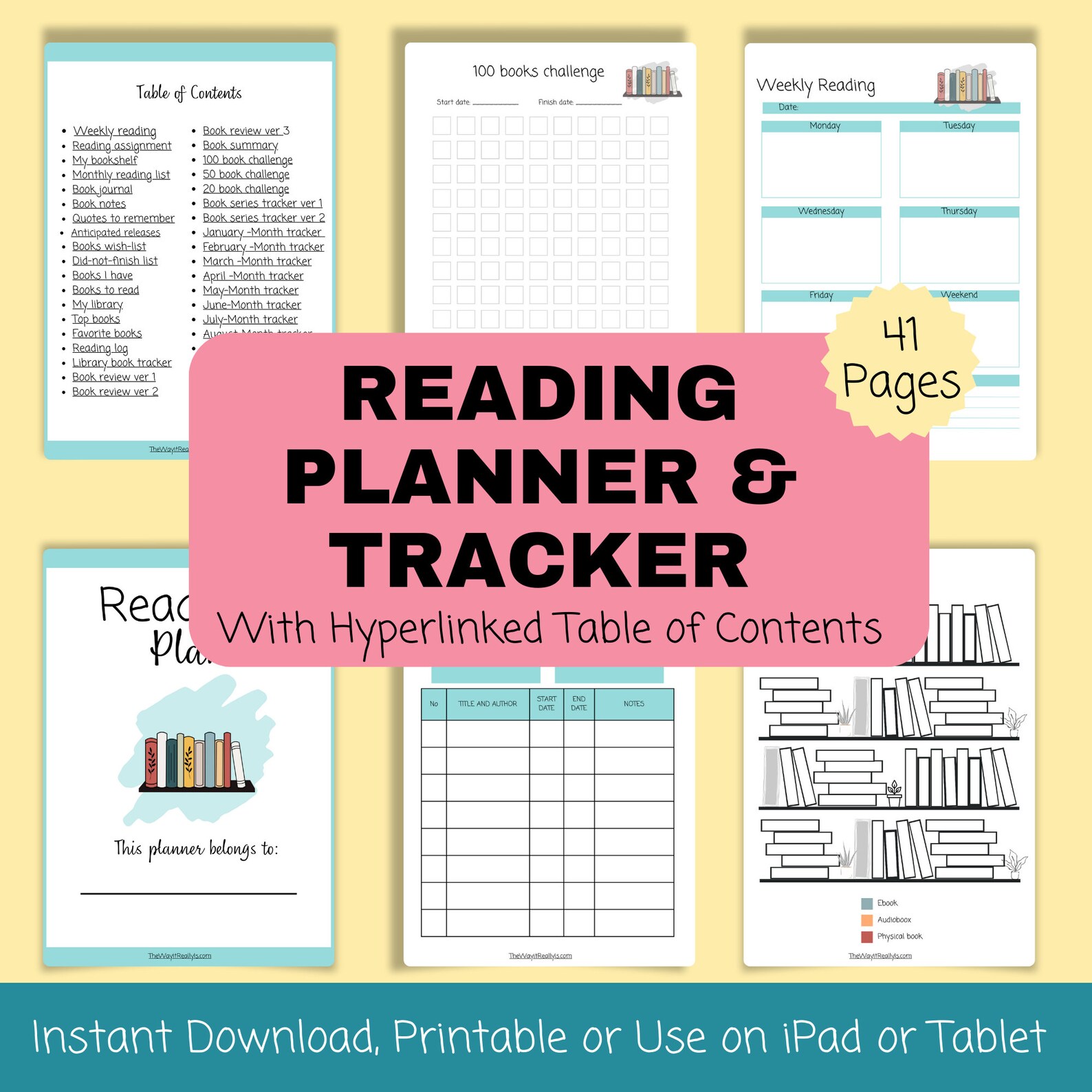Reading Planner and Tracker, Digital and Printable, Keep Track of ...