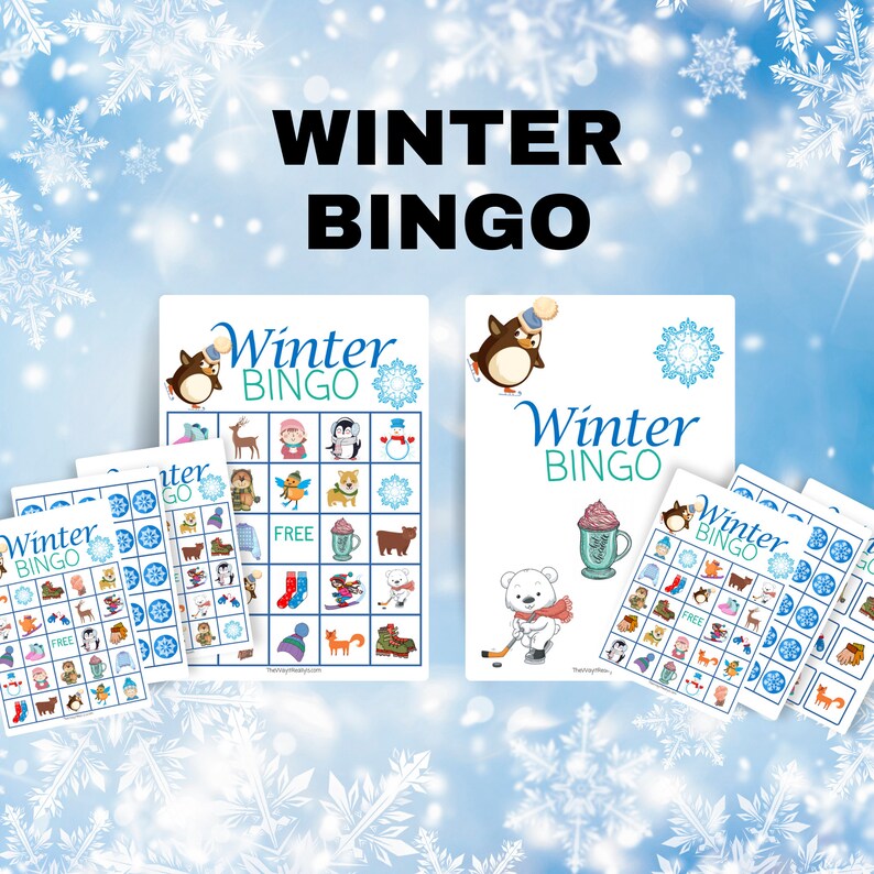 Winter Bingo Game, Bingo Game for Kids and Adults, Entertain Children ...