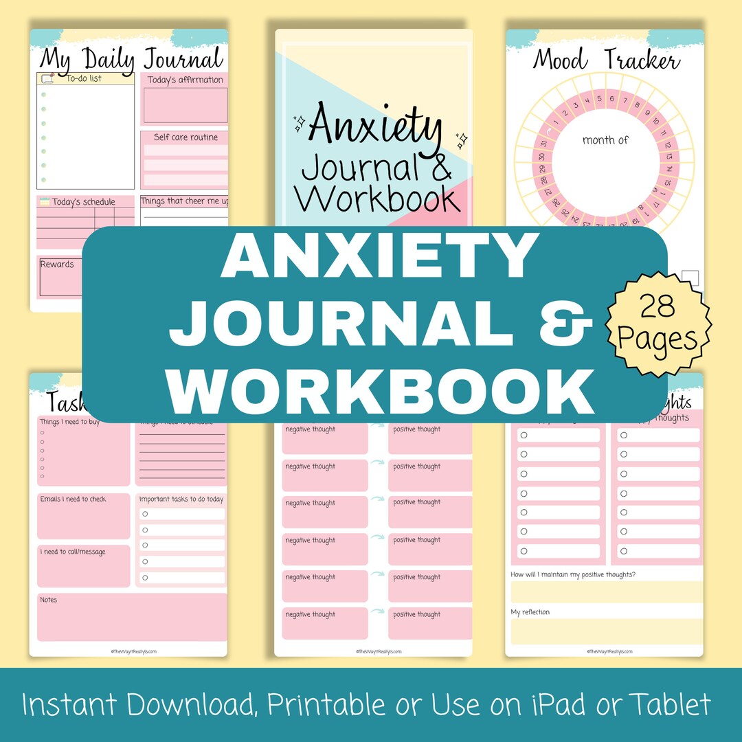 Anxiety Journal, Anxiety Workbook, Printable Anxiety Workbook, Mental ...