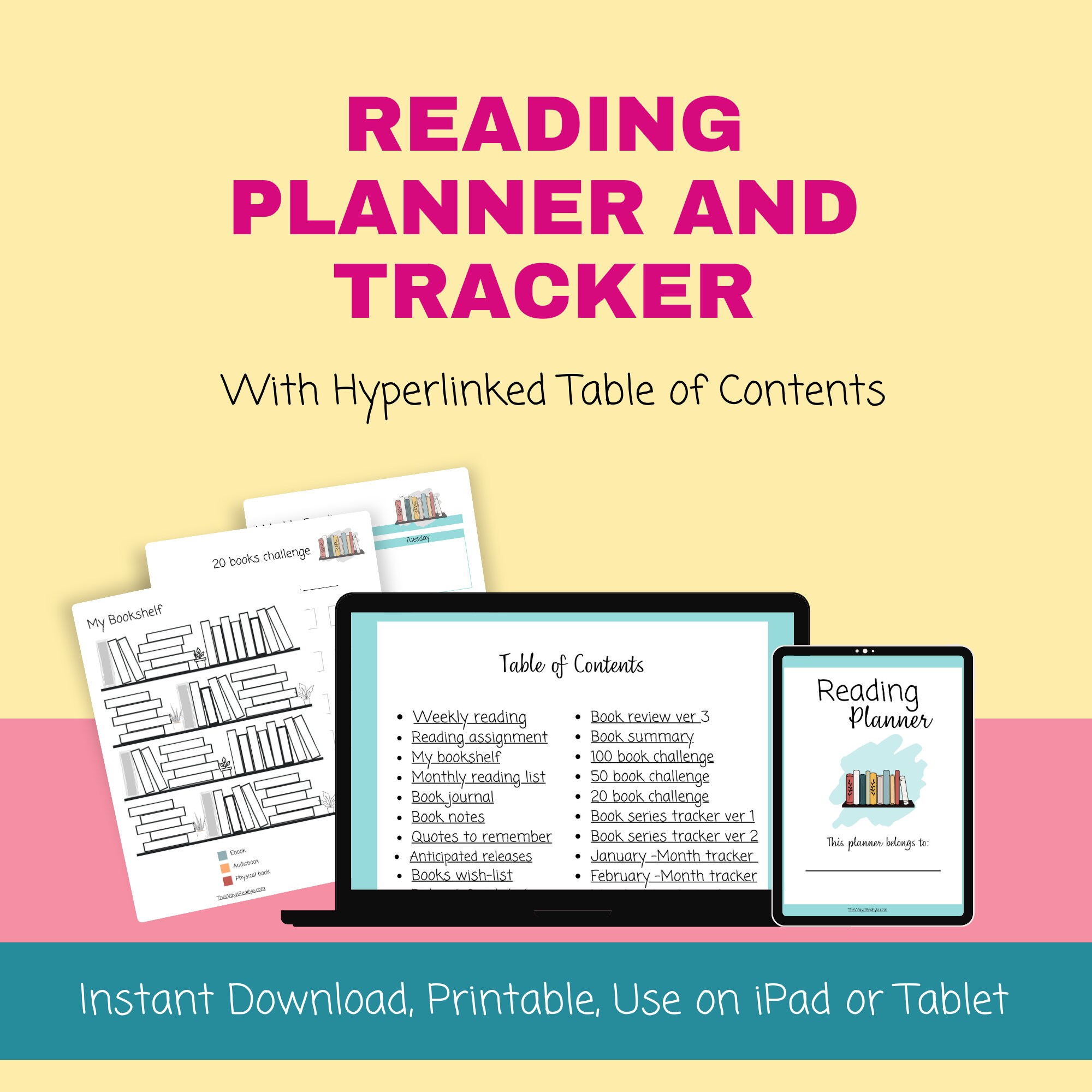 Reading Planner and Tracker, Digital and Printable, Keep Track of ...