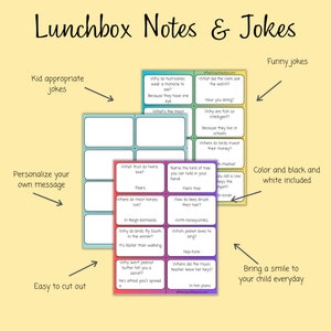Printable Lunchbox Notes Jokes for Kids, Back to School, Encouragement ...