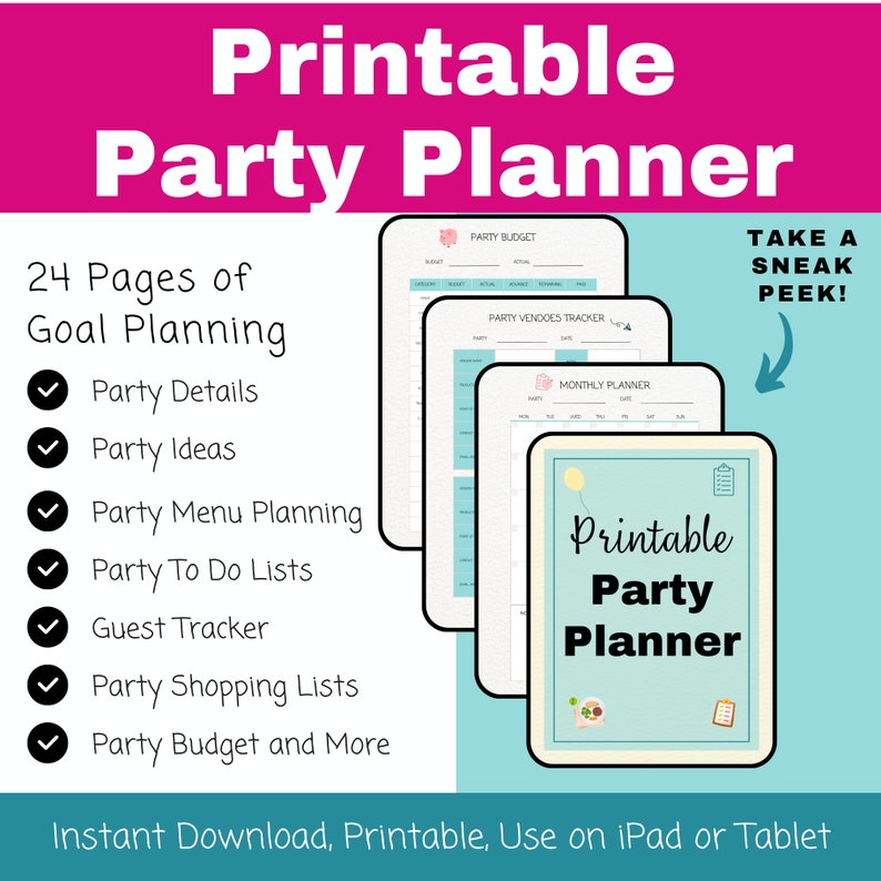 Printable Party Planner, Digital Party Planner, Birthday Party Planner ...