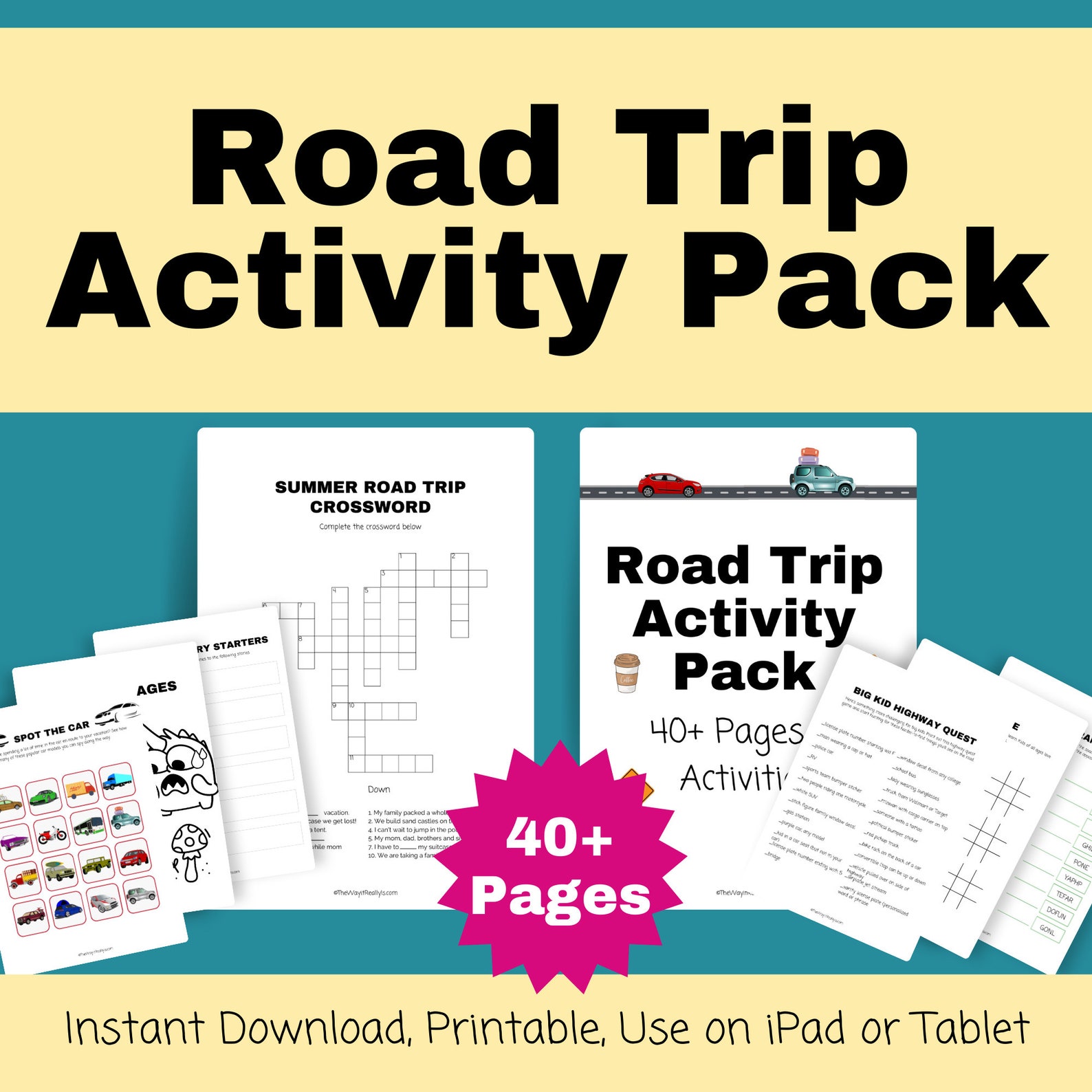 Road Trip Activity Pack, Road Trip, Activity Book, Kids Coloring Pages ...