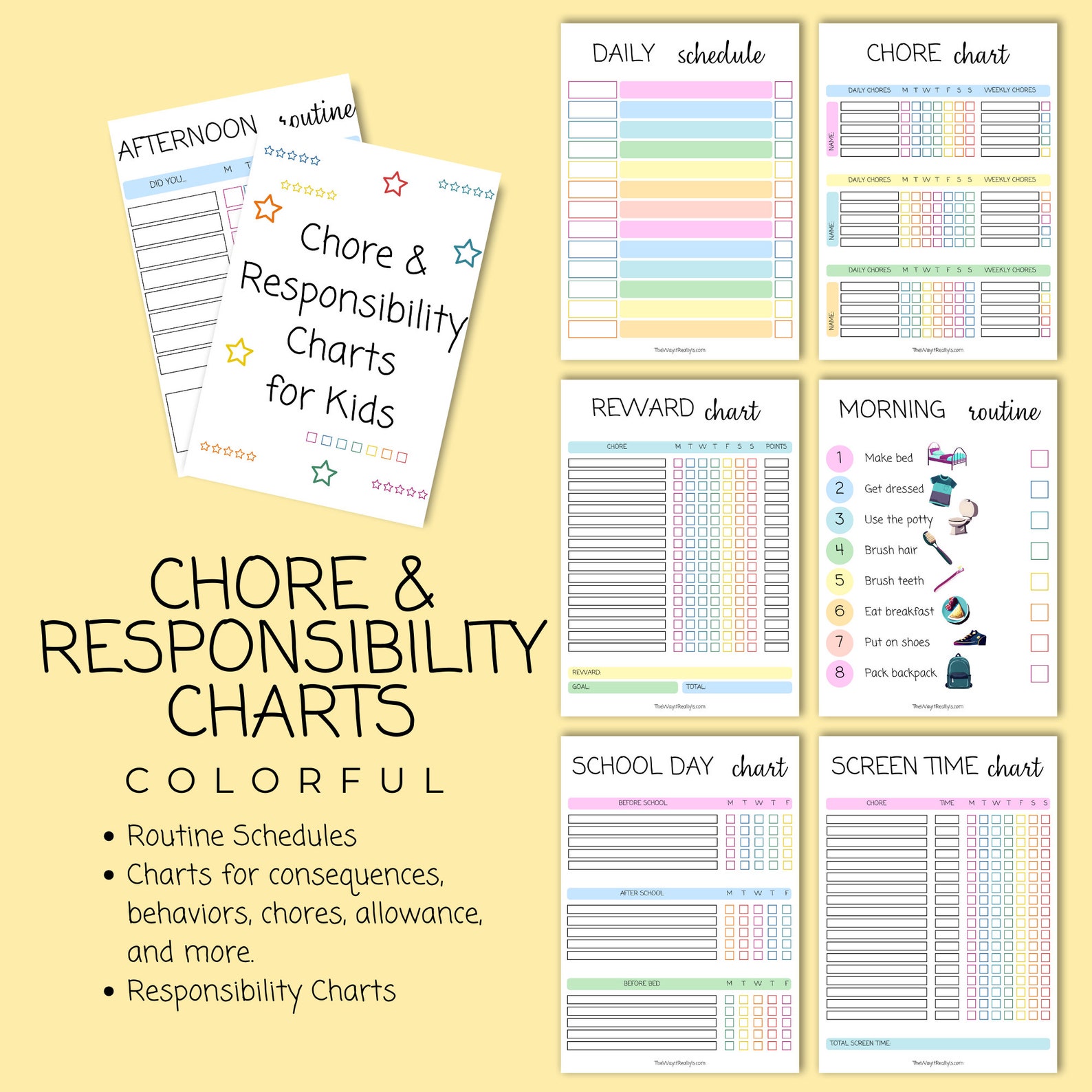 Chore Chart for Kids, Chore Chart Printable, Kids Chore Chart ...