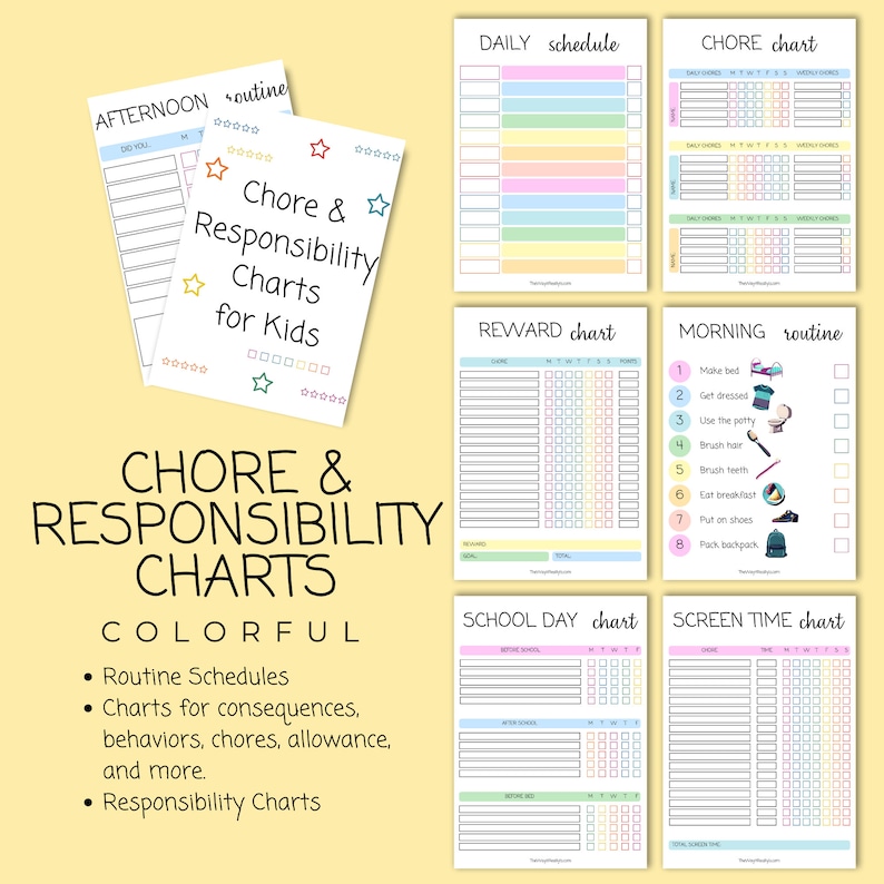 Chore Chart for Kids, Chore Chart Printable, Family Chore Chart, Kids ...