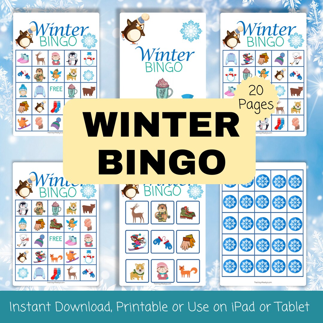 Winter Bingo Game, Bingo Game for Kids and Adults, Entertain Children ...