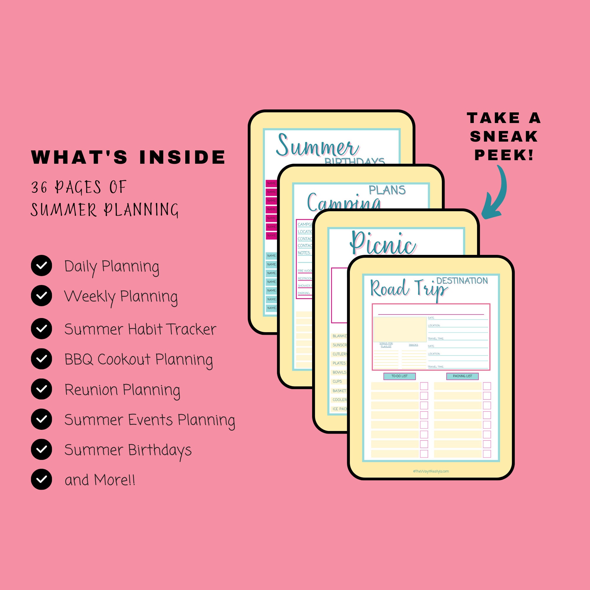 Summer Planner Printable, Summer Break, Digital Planner, Road Trip ...