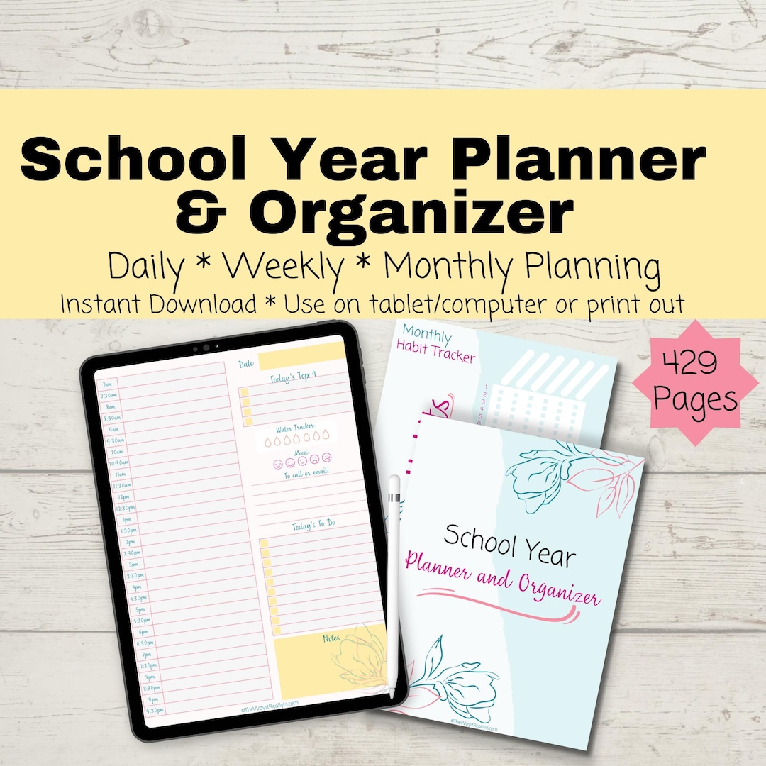 School Year Planner, Digital Planner, Student Planner Printable ...