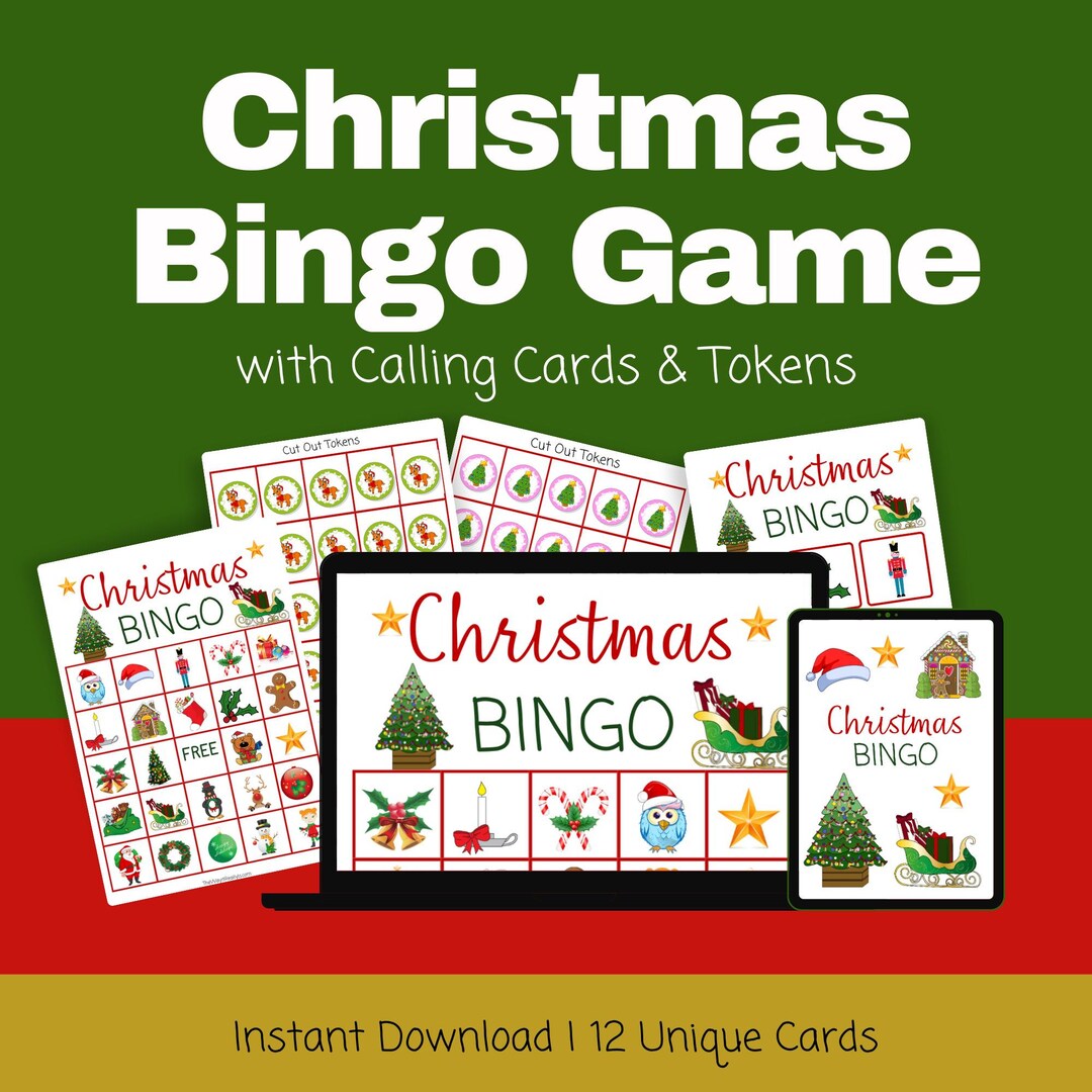 Christmas Bingo Game, Fun Game for Kids and Adults, Entertain Children ...