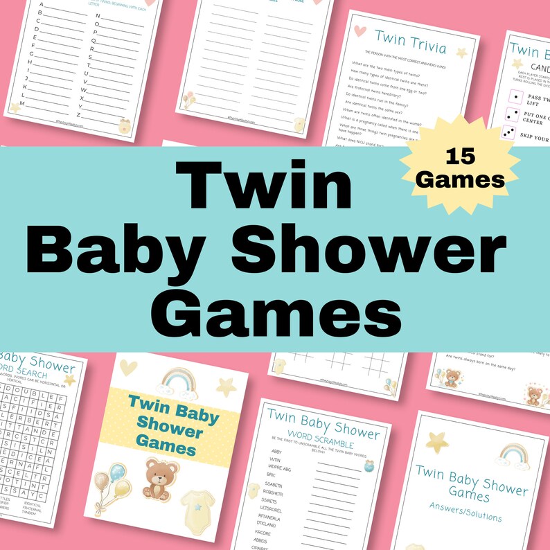 Twin Baby Shower Games, Baby Shower Games, Twin Baby Shower Game ...