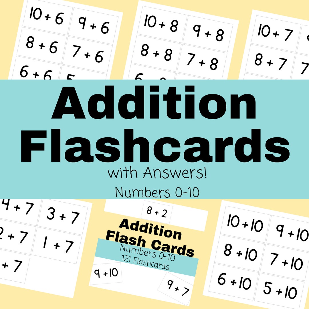 Addition Flash Cards 1-10 and Answers, Flashcards, Addition, Flash ...