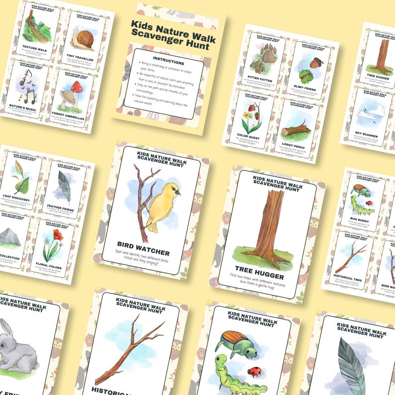 Kids Nature Scavenger Hunt Cards, Scavenger Hunt Printable, Scavenger ...