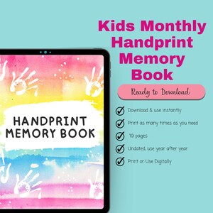 Kids Monthly Handprint Memory Book, Keepsake Journal, Handprint Art ...