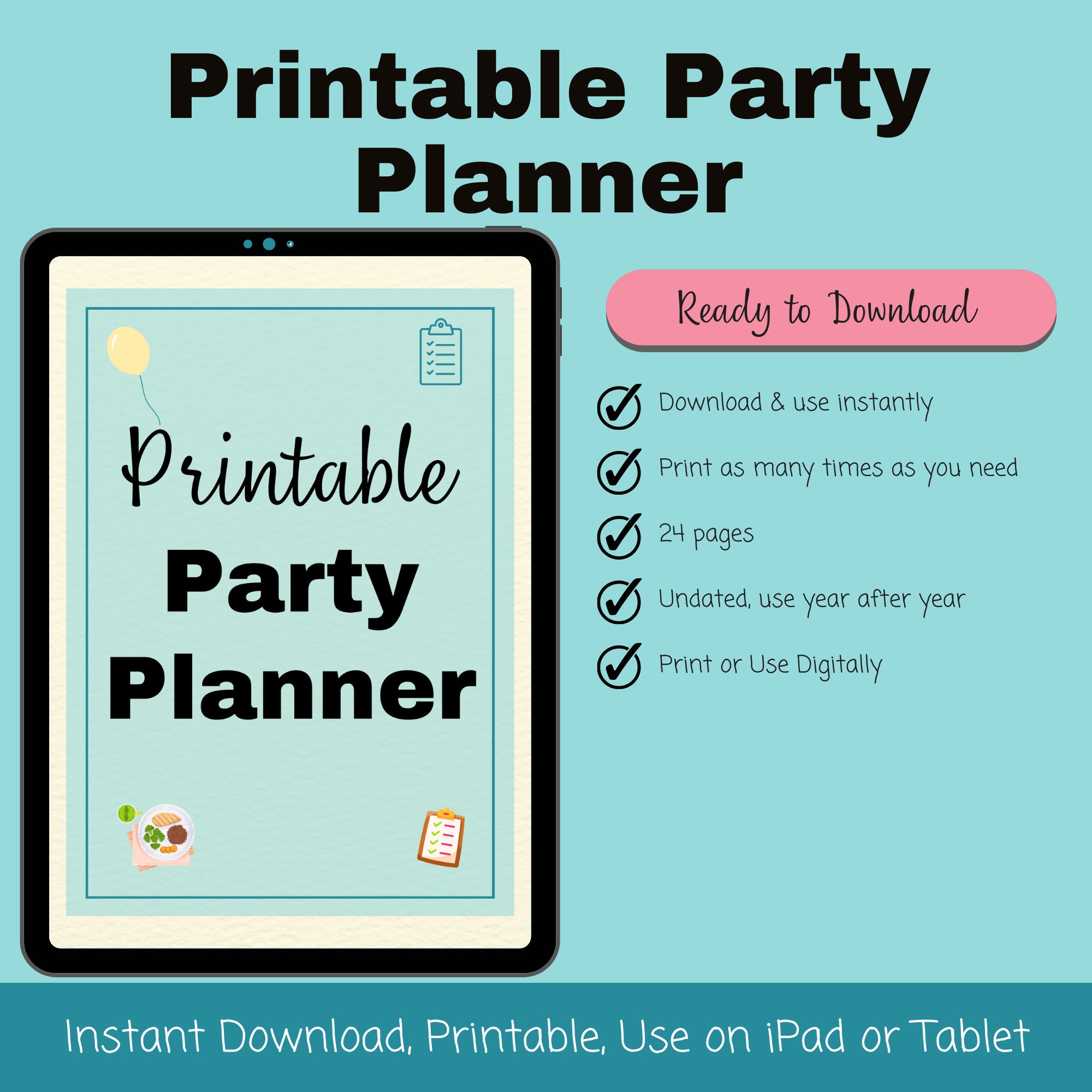 Printable Party Planner, Digital Party Planner, Birthday Party Planner ...