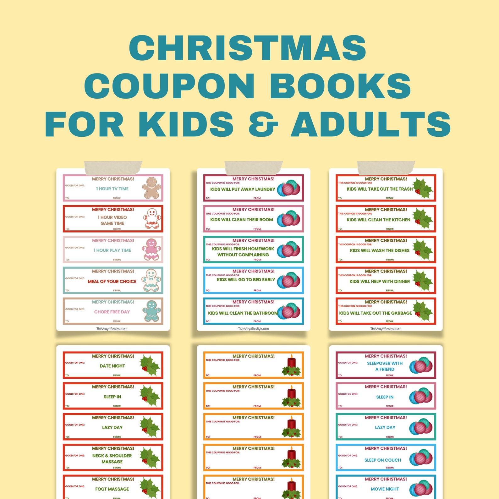 Christmas Coupon Books for Kids and Adults, Christmas Coupons Kids to ...