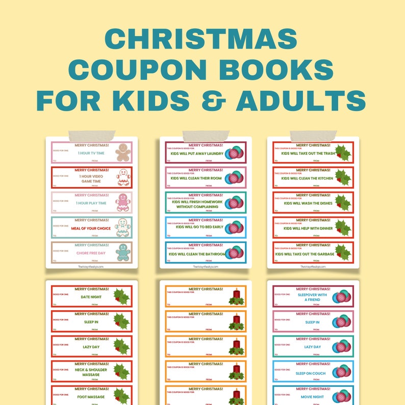 Christmas Coupon Books for Kids and Adults, Christmas Coupons Kids to ...