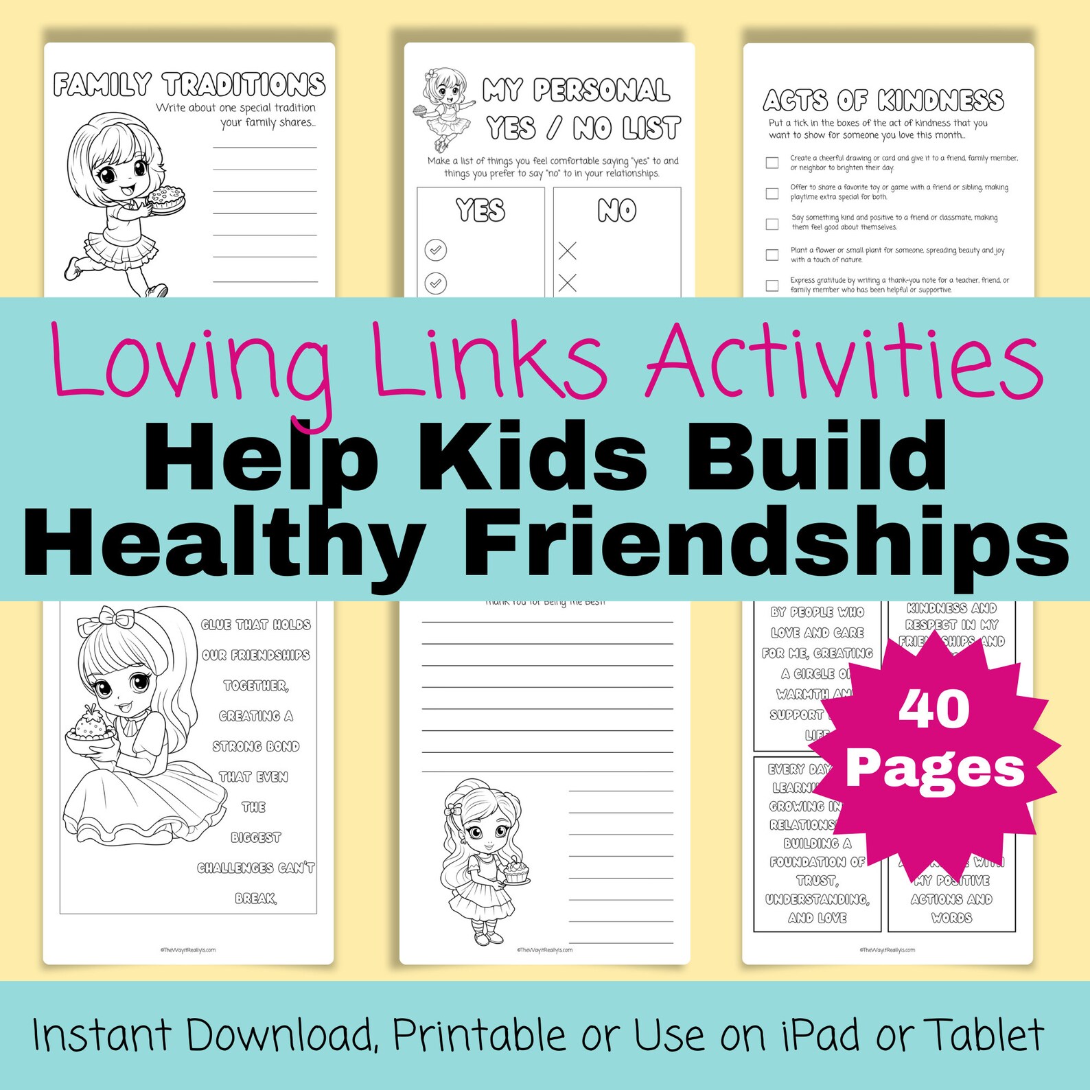 Social Skills: Building Healthy Relationships for Kids Coloring and ...