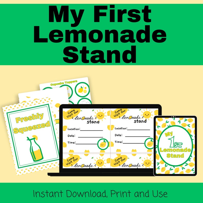 My First Lemonade Stand Printable, Lemonade Stand Decorations, Lemonade ...