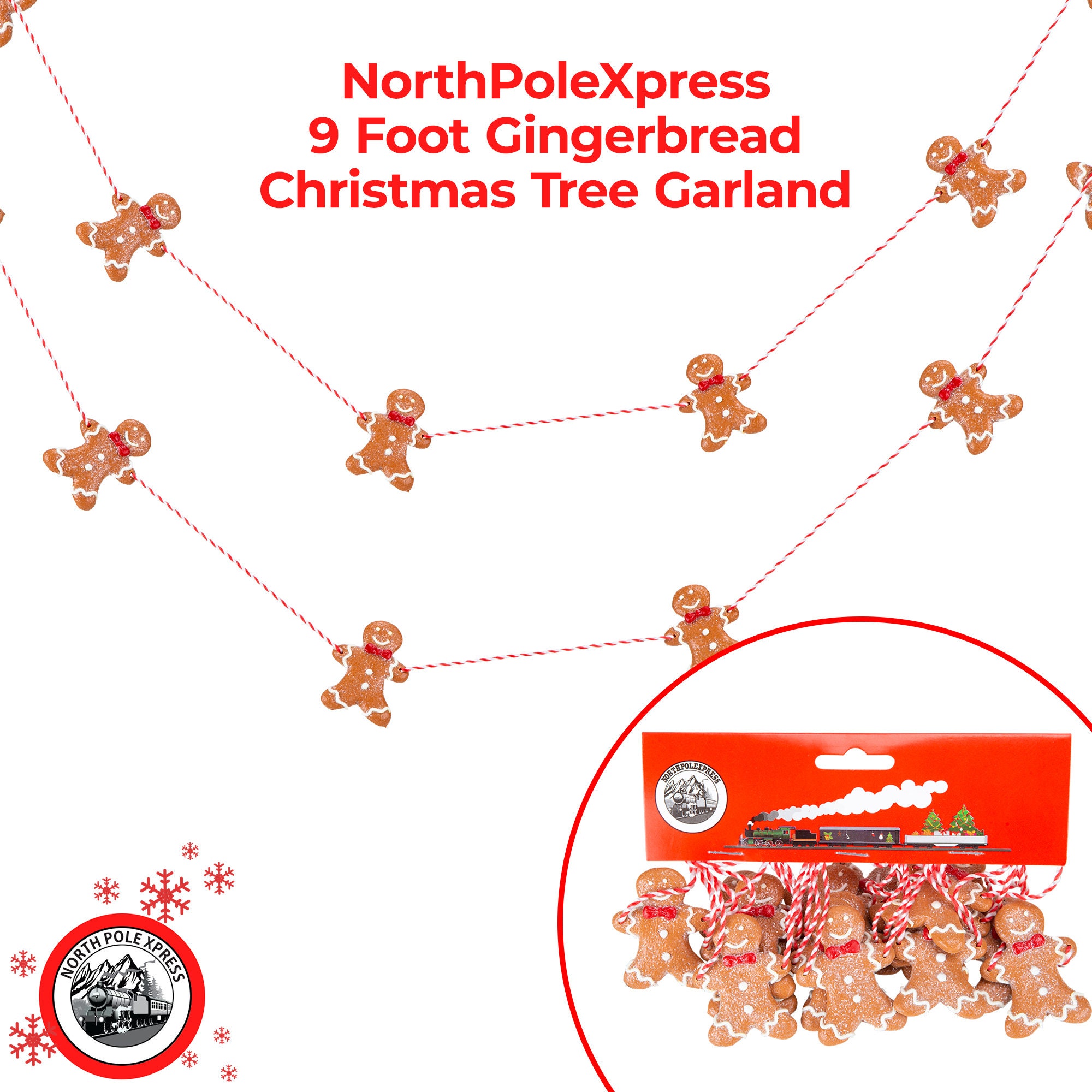 9 Foot Mini Gingerbread Man Christmas Garland - Etsy