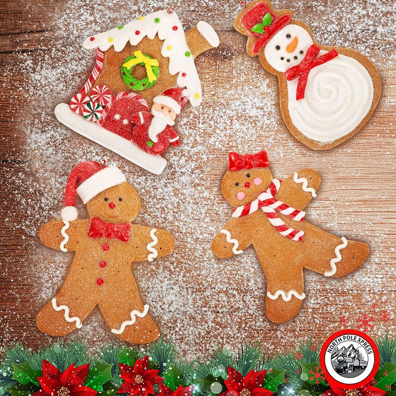 Gingerbread Christmas Ornaments - Man Boy Girl Tree Candy Cane Cookie ...