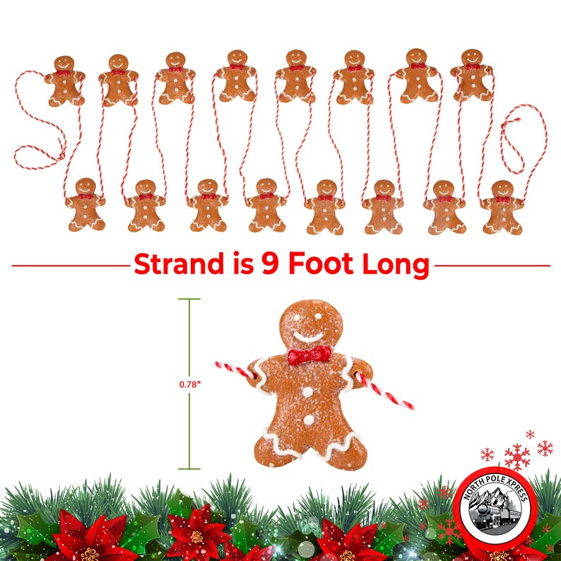9 Foot Mini Gingerbread Man Christmas Garland - Etsy