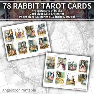 Digital Major and Minor Arcana 78 Cards Tarot Deck, Rabbit, Vintage ...