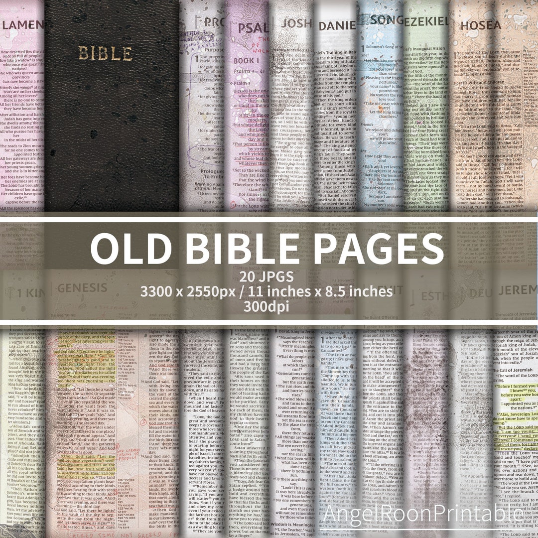 Stained Bible Page Pack | Religion Dyed Vintage Junk Journal Paper ...