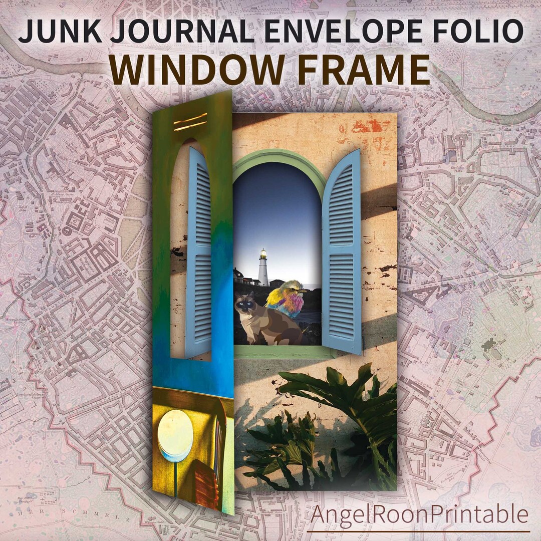 Junk Journal Envelope Folio, Window Frame, Printable Pocket Tag Kit ...