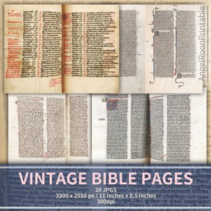 Vintage Bible Page Kit: Christian Junk Journal Paper (digital Download ...