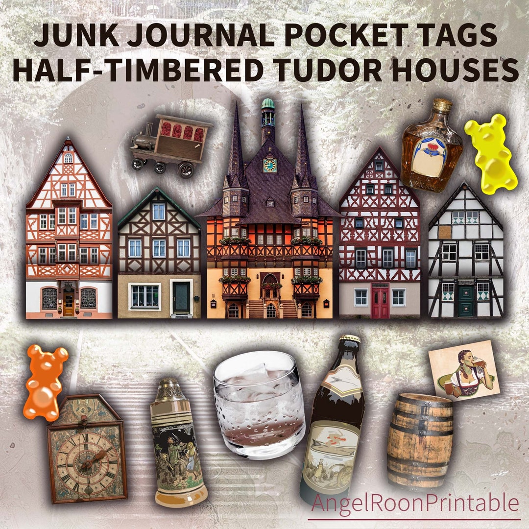 Tudor House Junk Journal Pocket Tags | Half Timbered Vintage ...